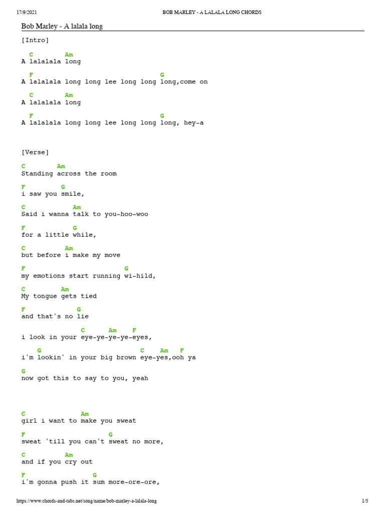A LALALA LONG, Bob Marley - Acordes | PDF