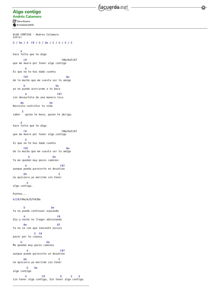 ALGO CONTIGO, Andrés Calamaro - Chords | PDF