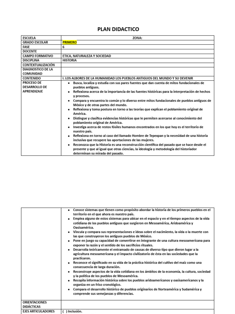 Plan Didactico Historia Lety Corregido | PDF | Ciencias sociales | Historia