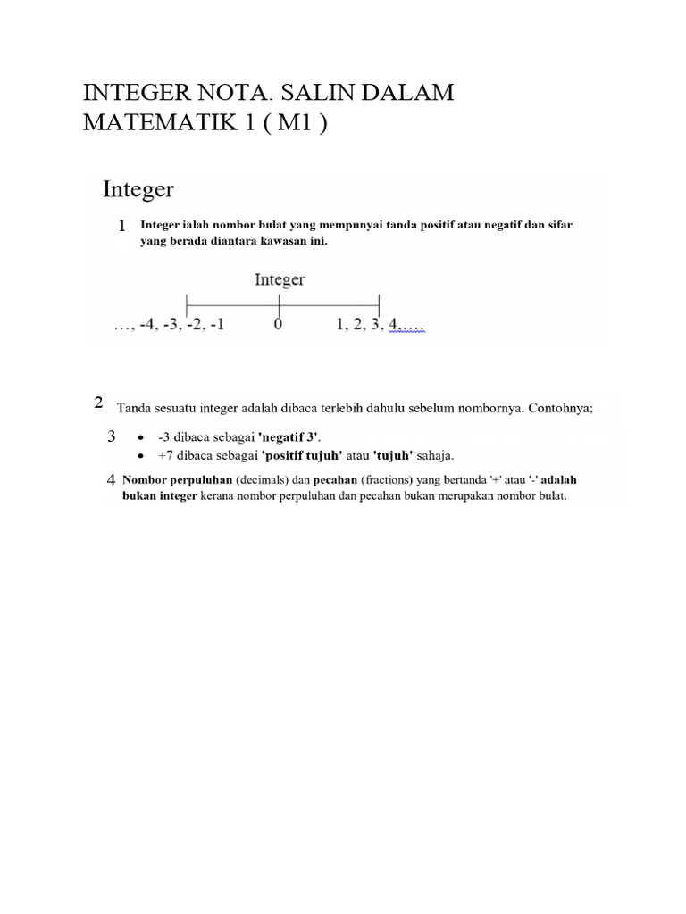 Integer Nota Pdf