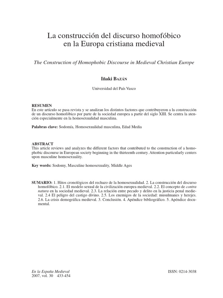 Discurso homofóbico en la Edad Media | PDF | La Ley natural | Homofobia