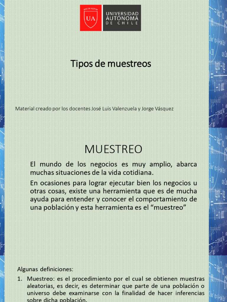 TIPOS DE MUESTREO y MUESTREO ALEATORIO SIMPLE | PDF