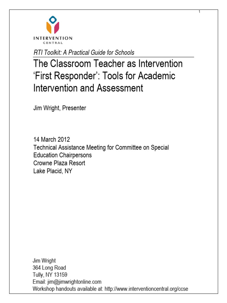 Classroom Intervention | PDF | Reading Comprehension | Fluency
