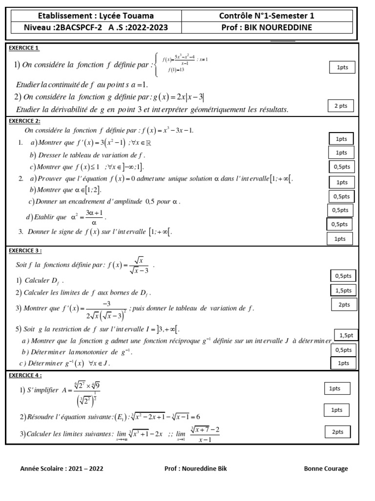 Control 1 Bac Sf2-Svts1 - Copie (2) | PDF
