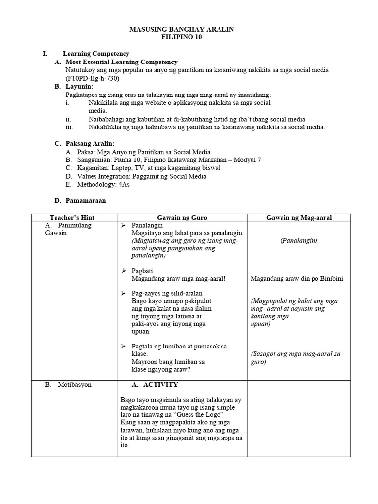 Detailed Lesson Plan Template | PDF