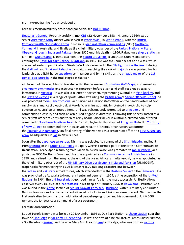 Robert Nimmo | PDF | Military Of Australia | Military Operations Of ...