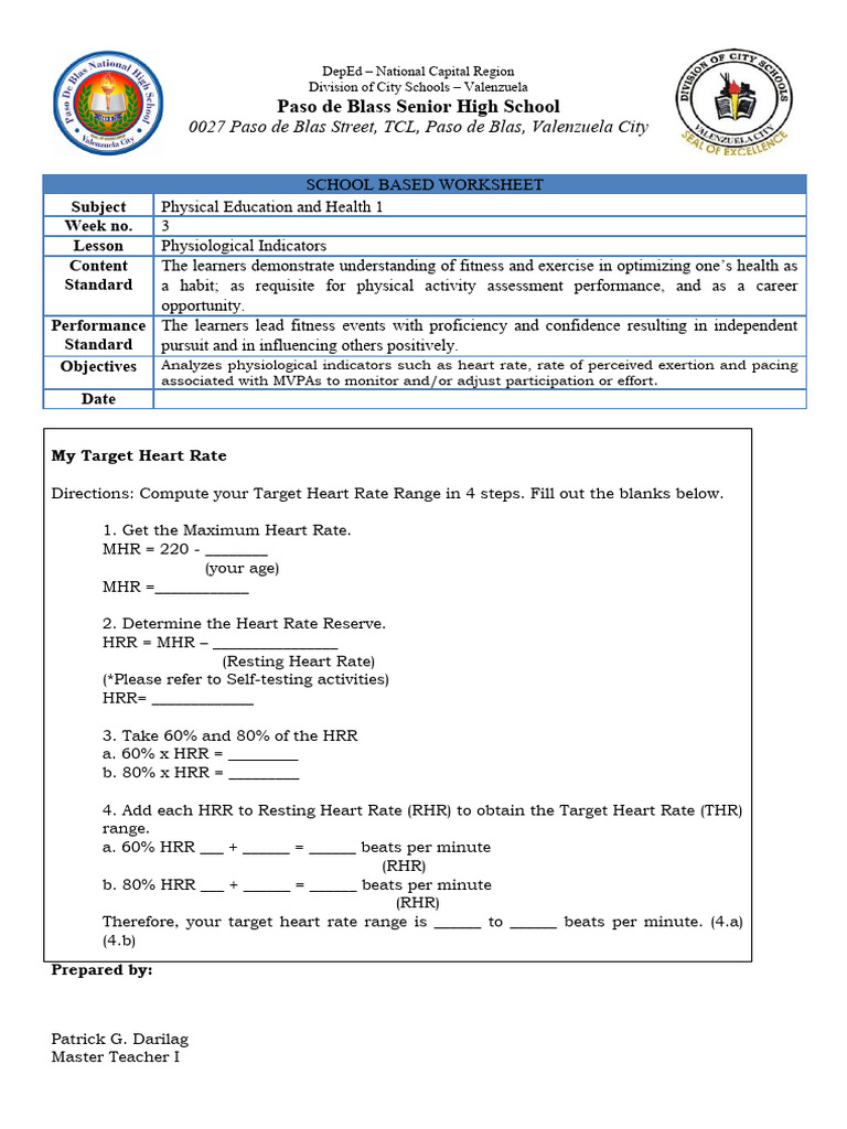 Worksheet HOPE1 Q1W3 | PDF