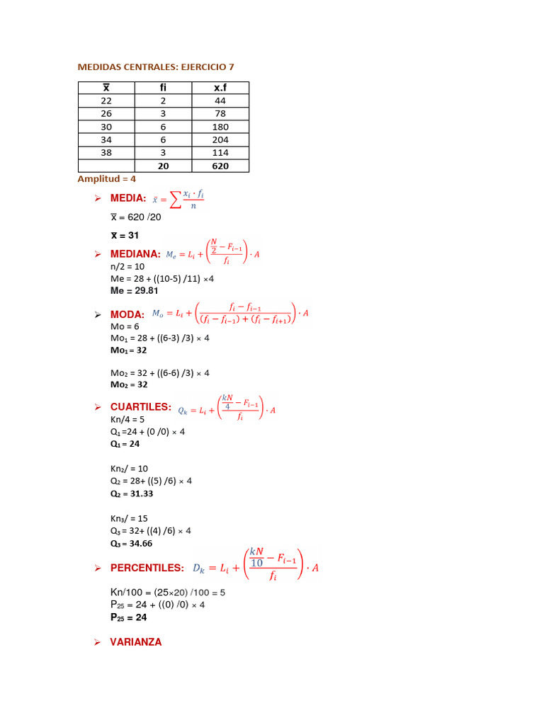 Medidas Centrales-Ejercicio 7 | PDF | Teaching Methods & Materials | Science & Mathematics