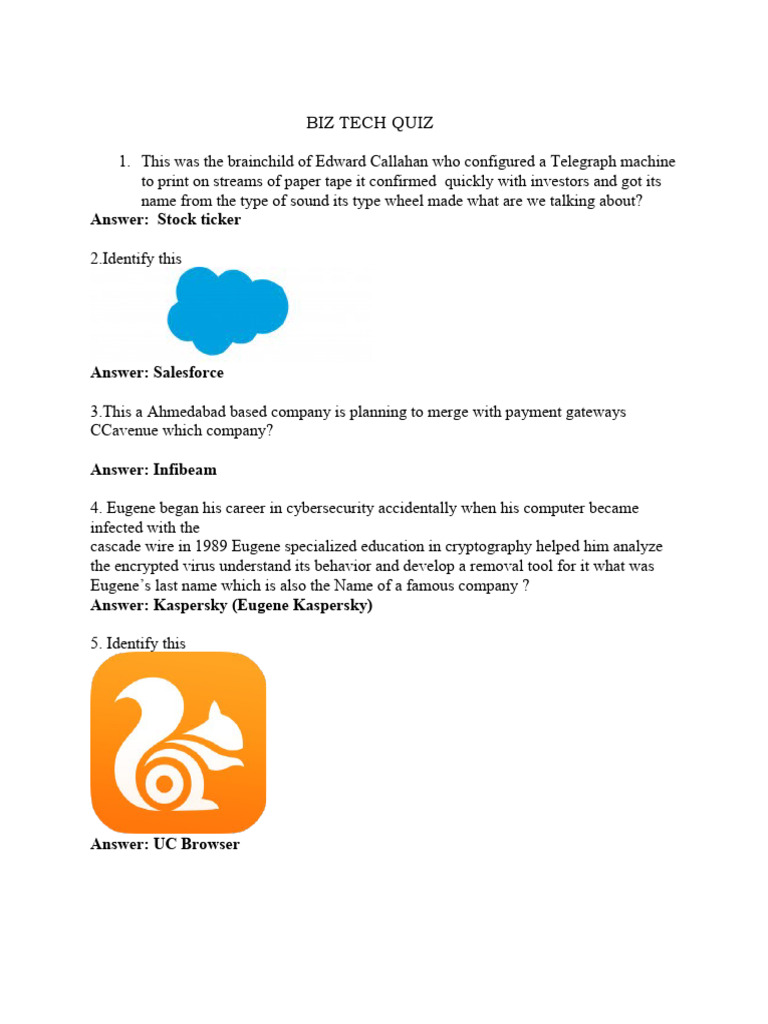 Biz Tech Quiz | PDF | Games & Activities | Computers