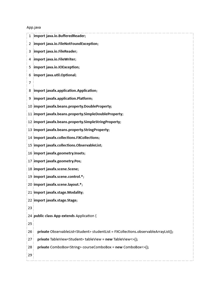Student Management System Javafx Application Pdf Java