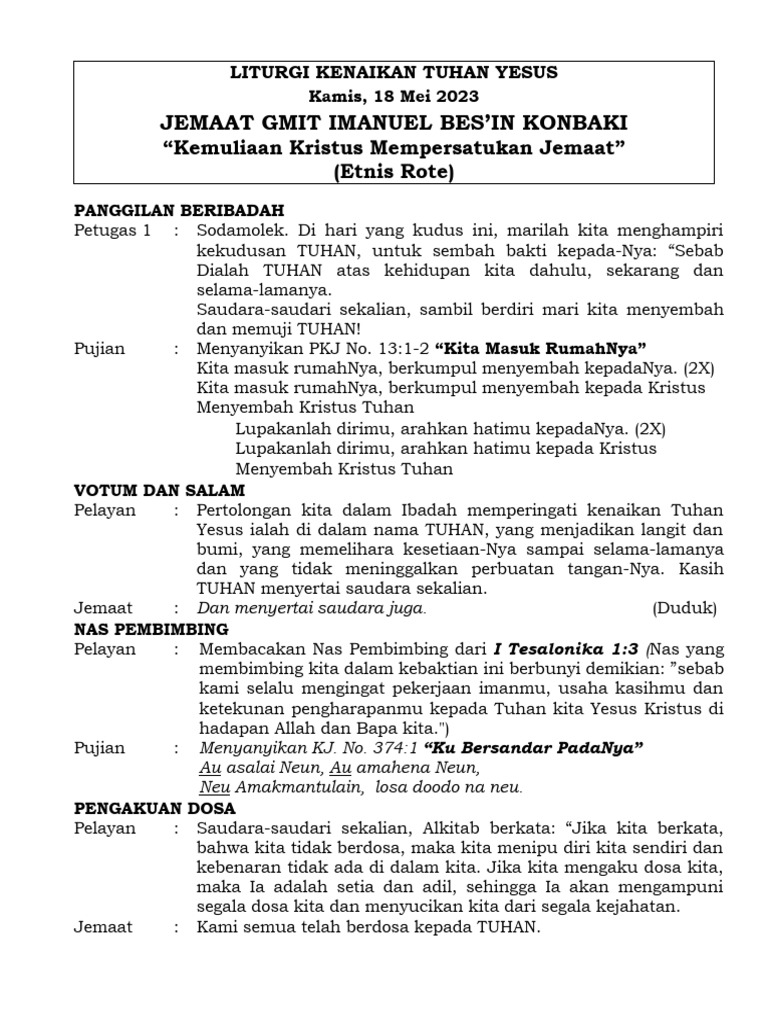 Liturgi Kenaikan Tuhan Yesus | PDF