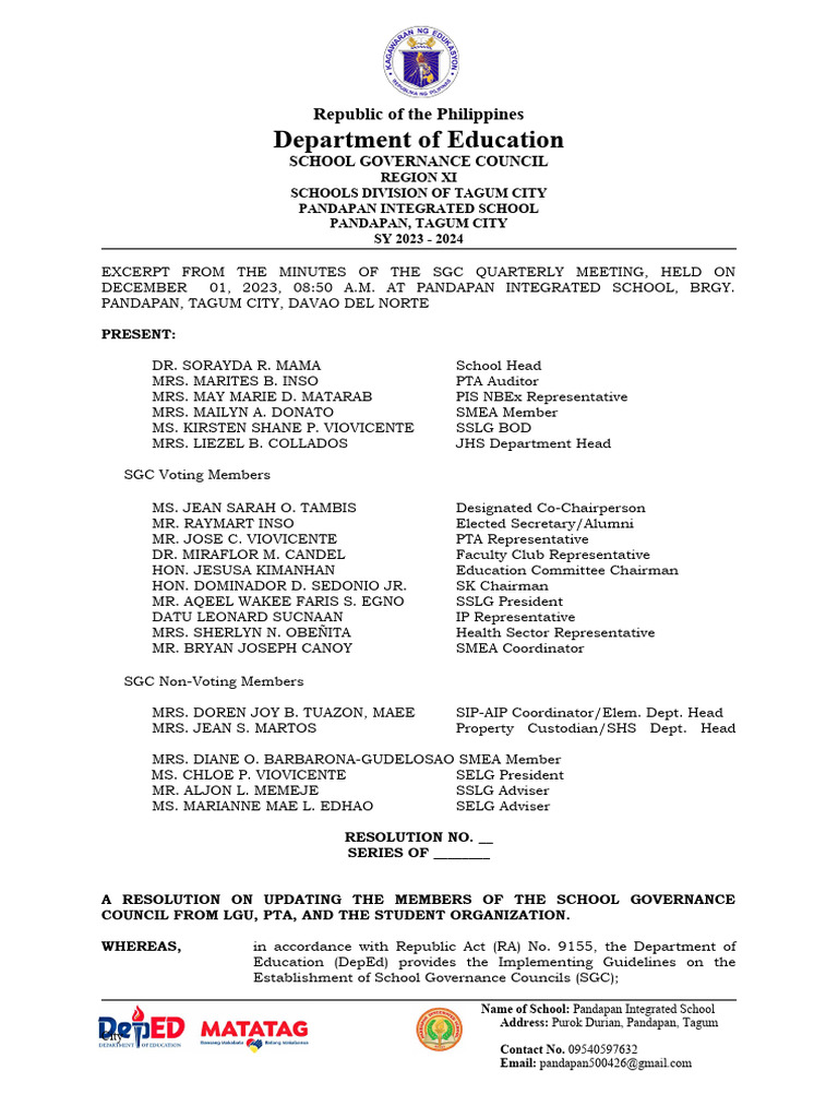 SGC Resolution FI 8 On Updating The Members of SGC | PDF | Government