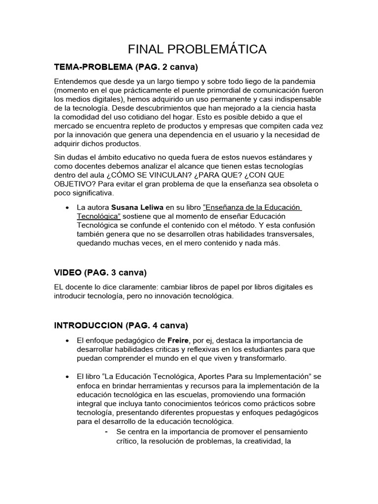 Final Problemática | PDF | Enseñando | Maestros