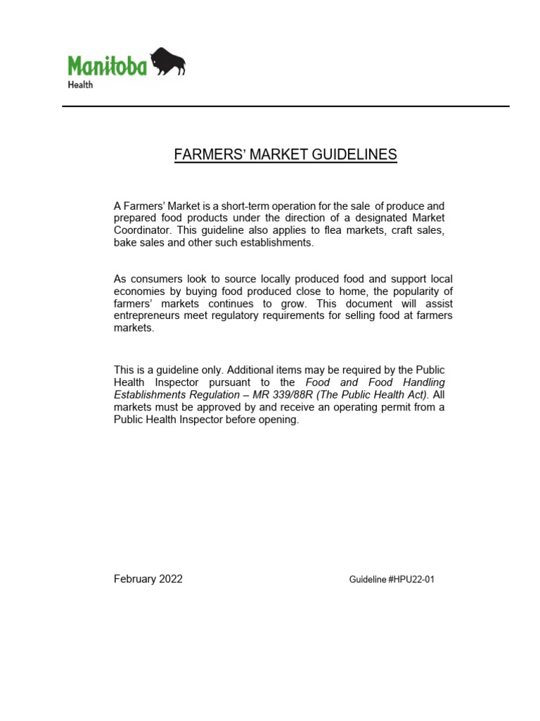 Farmers Market Guidelines | PDF | Farmers' Market | Fruit Preserves