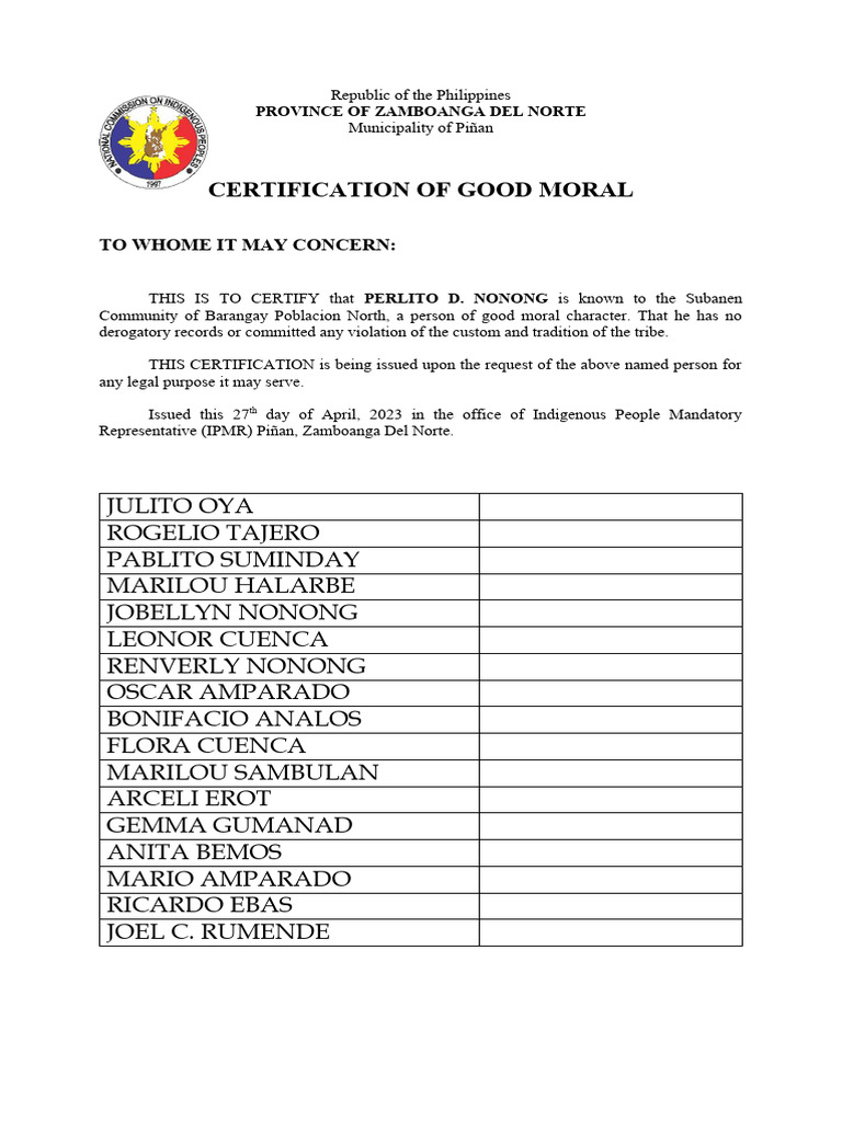 Ipmr Good Moral | PDF