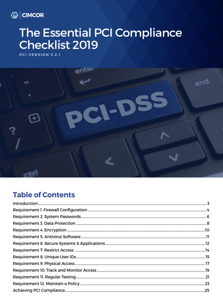 The Essential PCI Compliance Checklist Cimcor 2019 | PDF