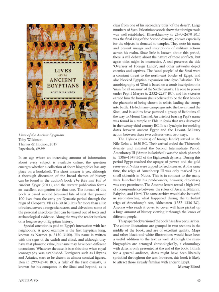 Review Of Lives Of The Ancient Egyptians Pdf