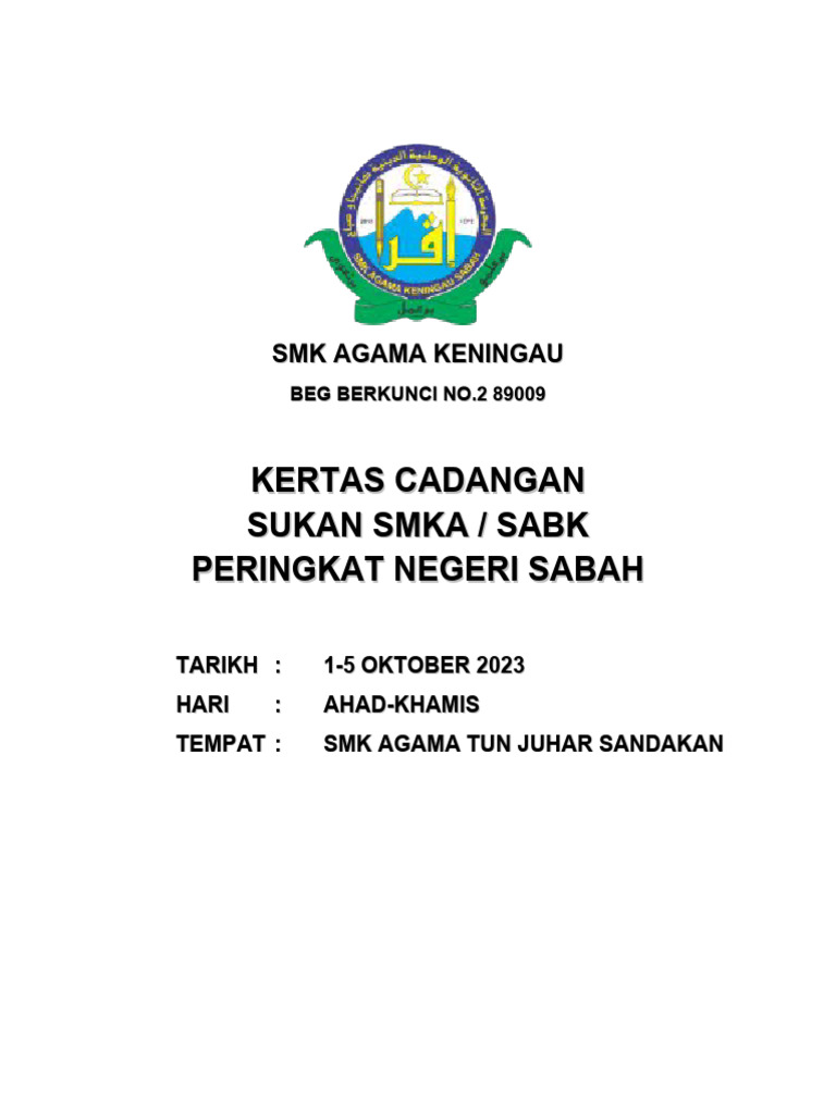 Kertas Kerja Karnival Sukan Smka 2023 | PDF