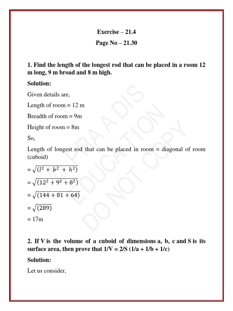 Exercise 21.4 | PDF | Length | Area