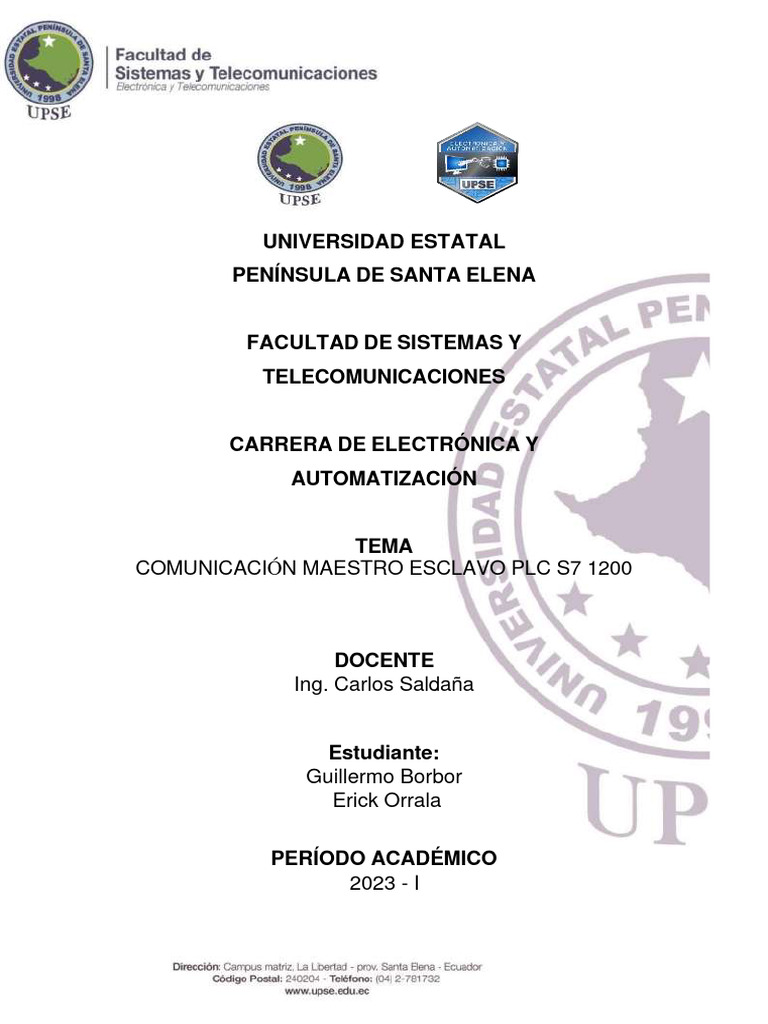 Informe Maestro Esclavo PLC | PDF | Controlador lógico programable ...