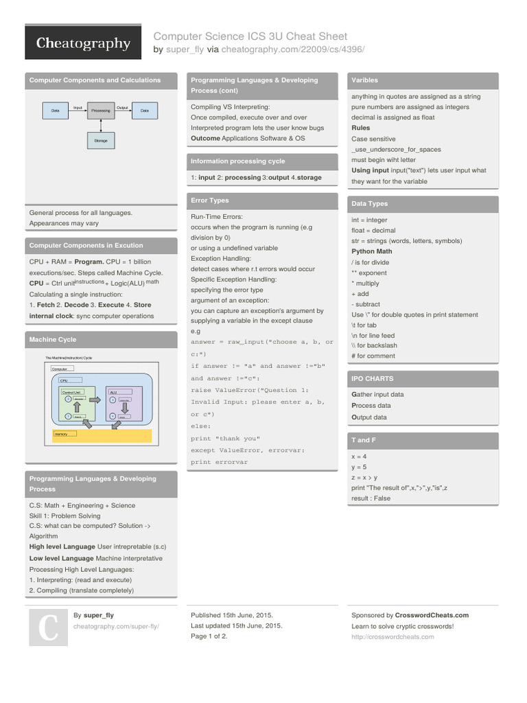 Super Fly - Computer Science Ics 3u | PDF | Variable (Computer Science) | Parameter (Computer ...