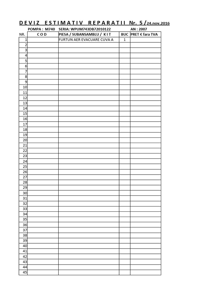 Deviz Renovare | PDF