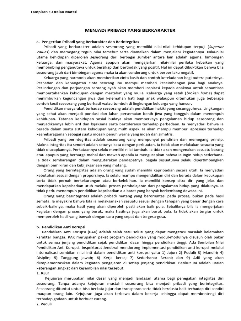 MENJADI PRIBADI YANG BERKARAKTER (Genap) | PDF | Pengembangan Diri ... MENJADI PRIBADI YANG BERKARAKTER (Genap) | PDF | Pengembangan Diri ...