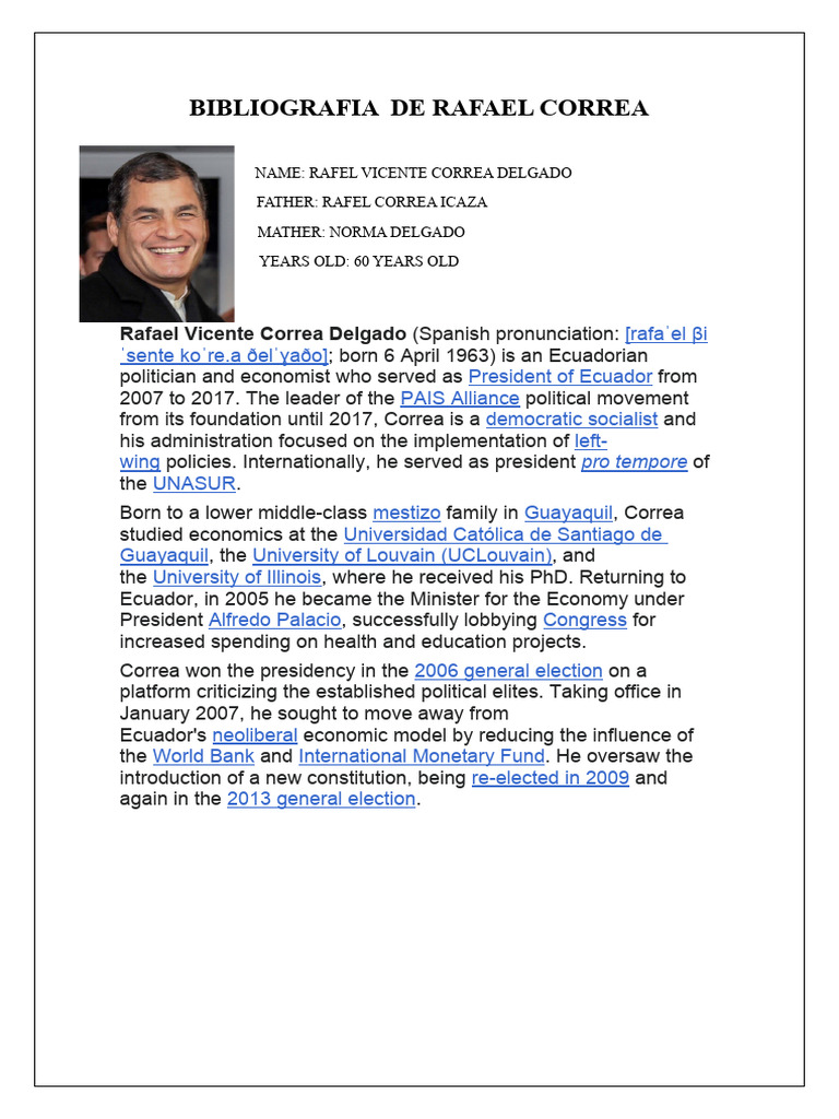 Bibliografia de Rafael Correa | PDF