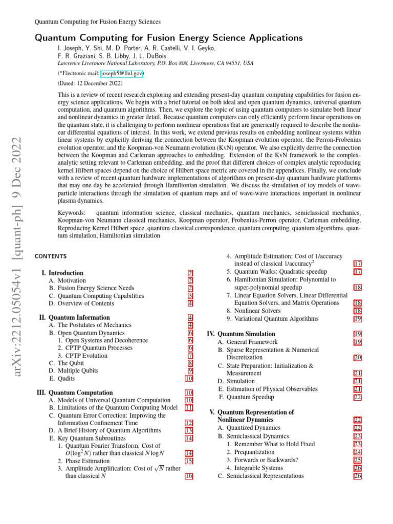 Quantum Computing For Fusion Energy Science Applications - Nuclear ...