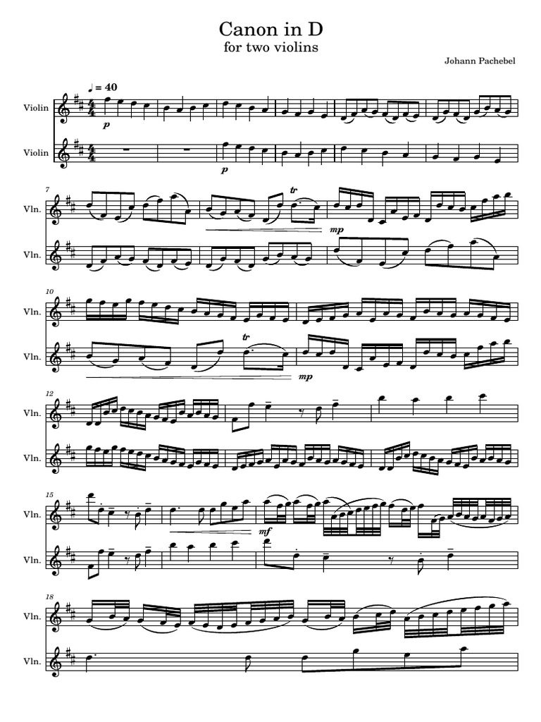 Canon in D For Two Violins | PDF