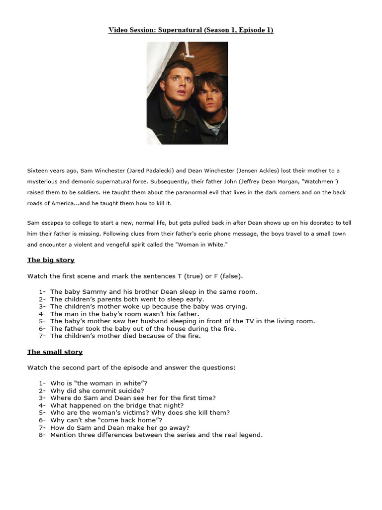 Supernatural Worksheet | PDF