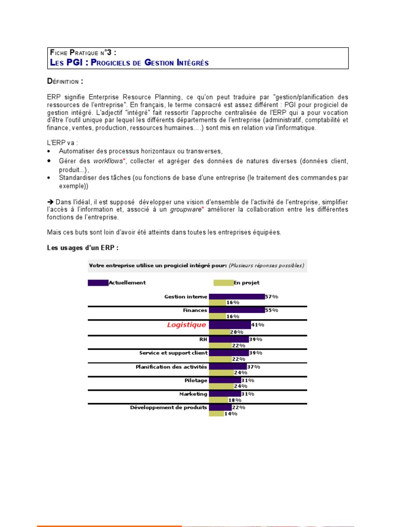 PGI : Avantages et défis d'implémentation | PDF | Progiciel de gestion ...