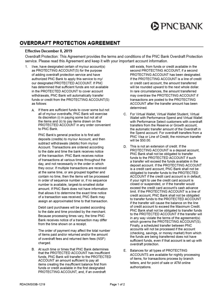 VW ODP Agreement | PDF | Overdraft | Transaction Account