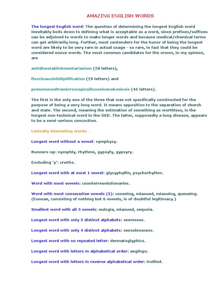 Amazing English Words | PDF