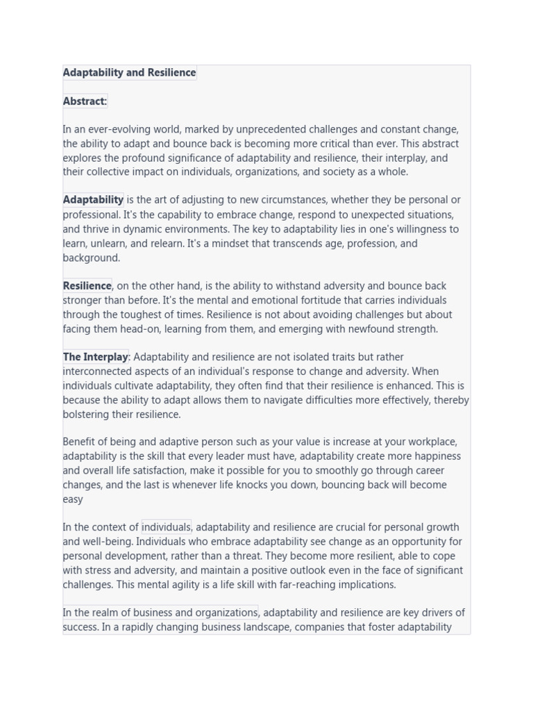 Adaptability and Resilience | PDF | Career & Growth | Self-Improvement