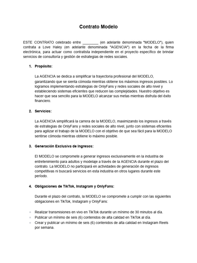 Contrato de Modelo | PDF | Presupuesto | Publicidad online