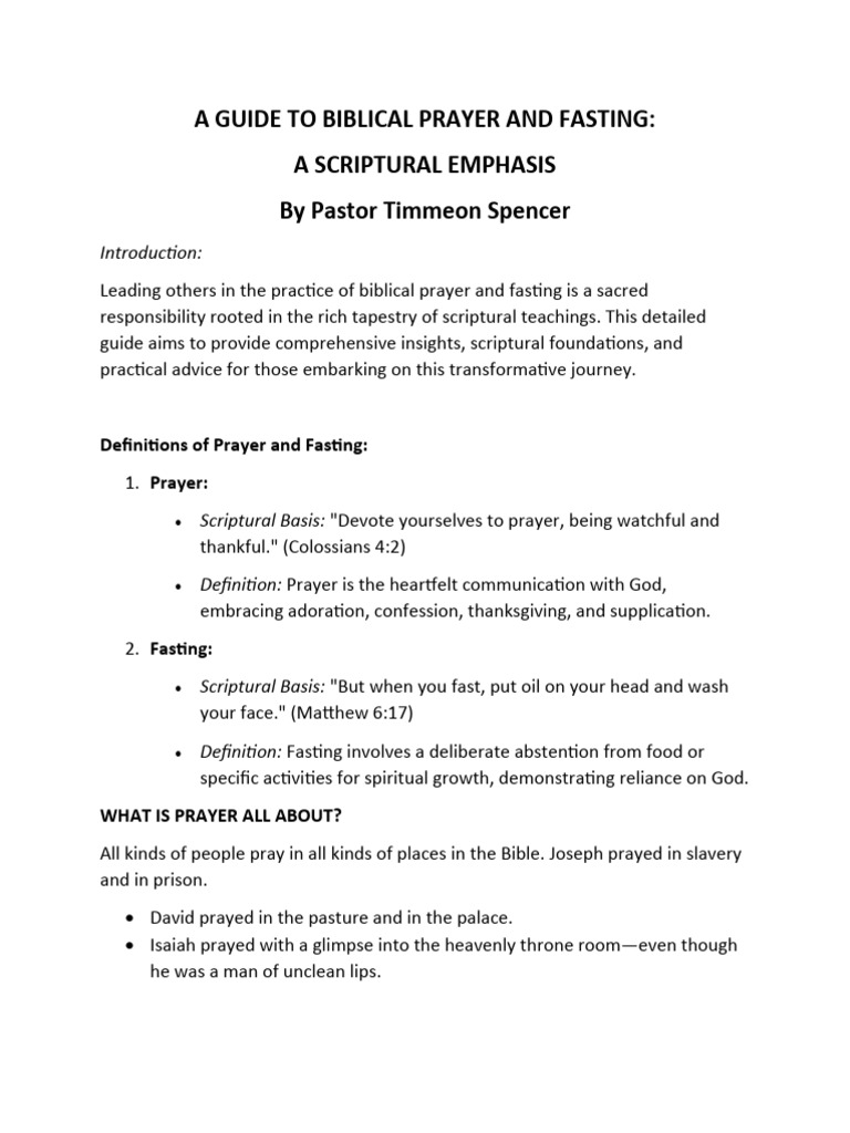 A Guide To Biblical Prayer and Fasting | PDF