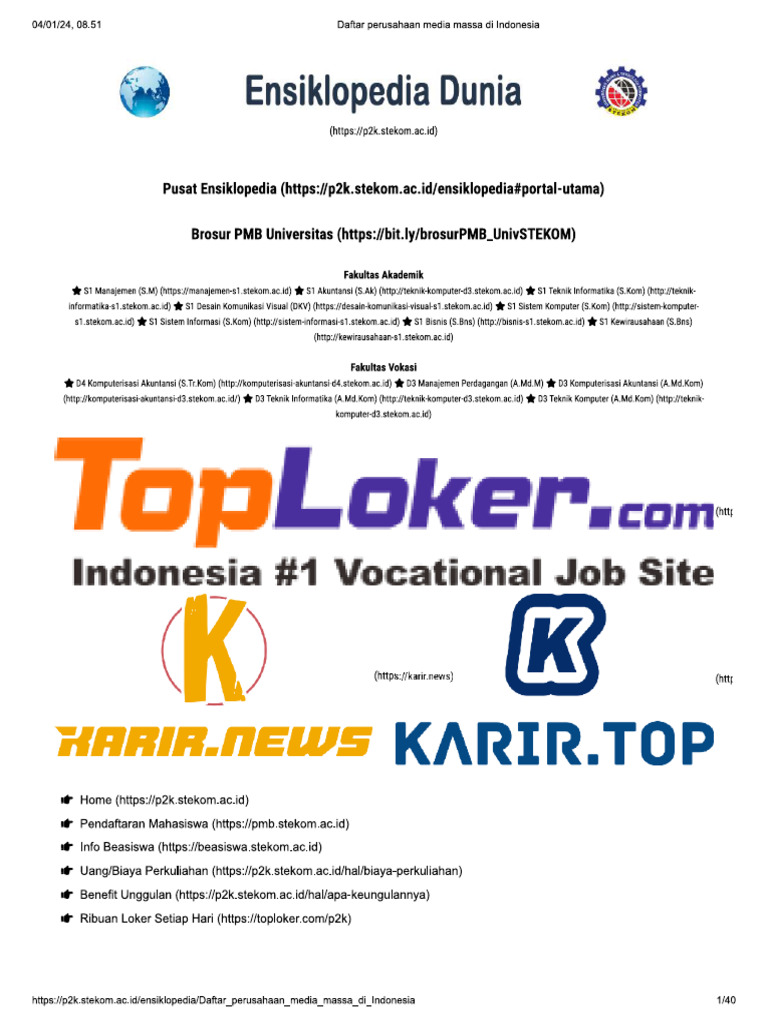 Daftar Perusahaan Media Massa Di Indonesia | PDF
