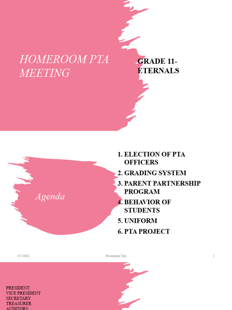 HOMEROOM PTA MEETING GRADE 11 ETERNALS | PDF | Microsoft Power Point ...