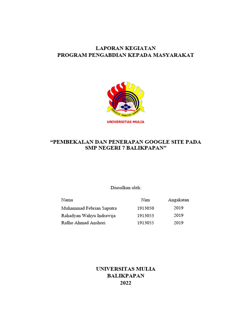 Laporan Kegiatan Pengabdian Masyarakat | PDF