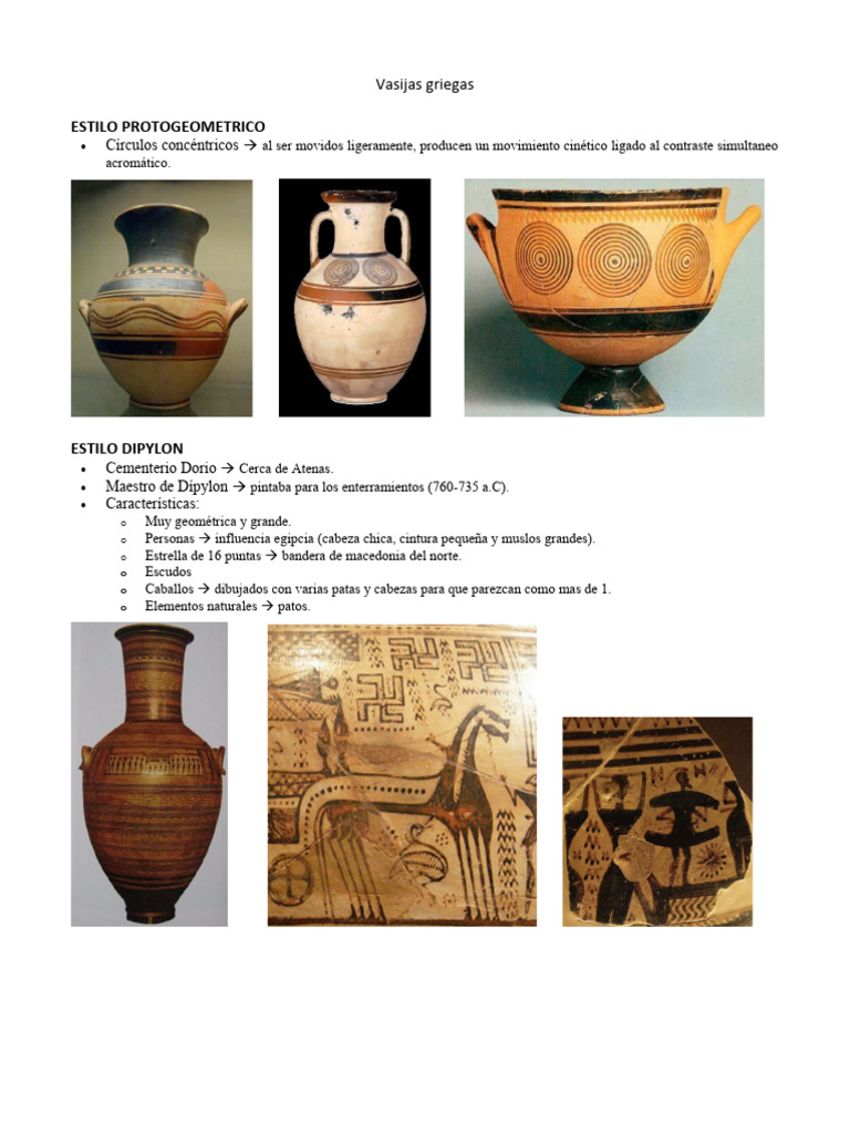 Tipos de Vasijas Griegas y Estilos Cerámicos | PDF | Arte | Historia