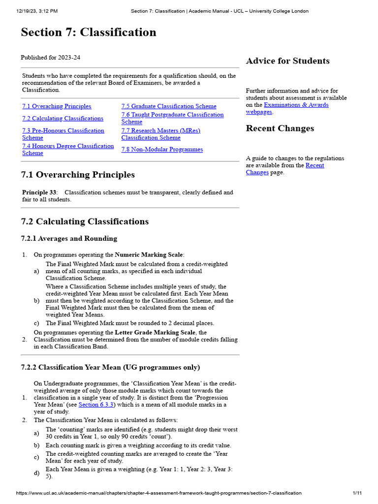 Section 7_ Classification _ Academic Manual - UCL – University College ...