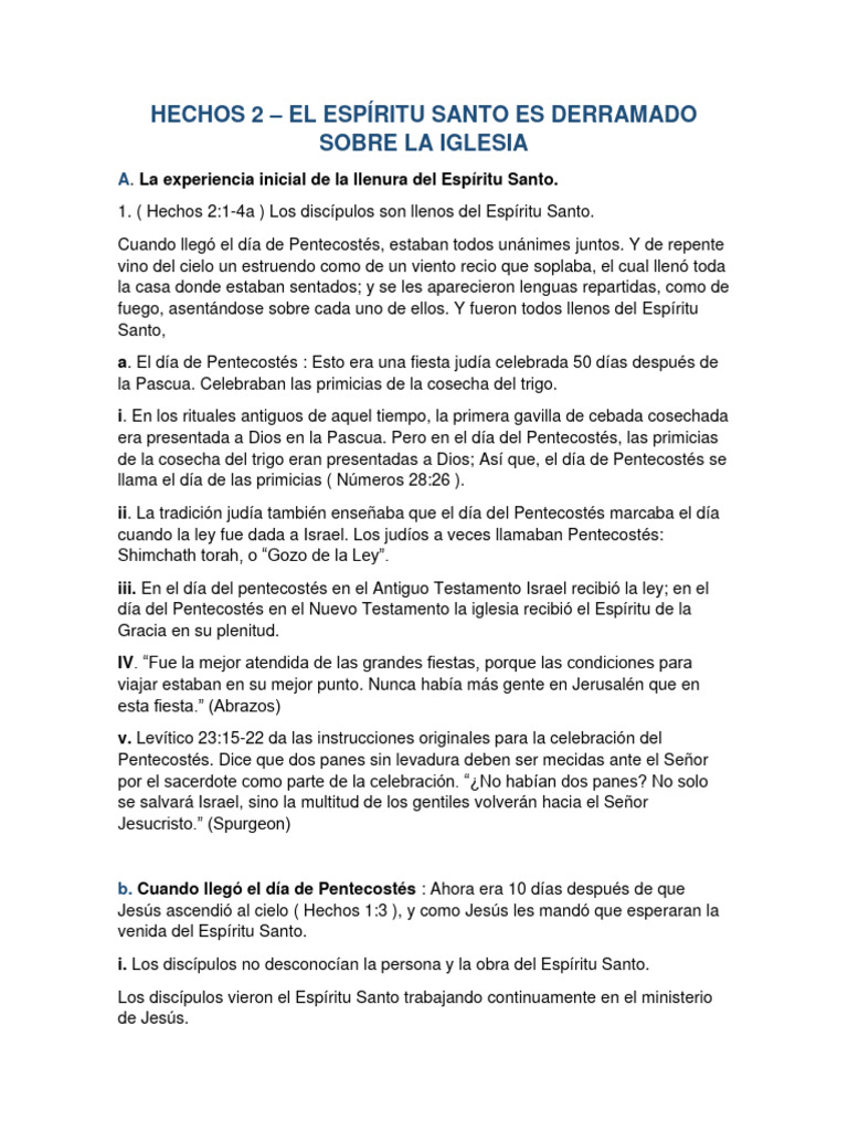 El Esp (Iritu Santo en HECHOS 2 - EL Espíritu Santo | PDF