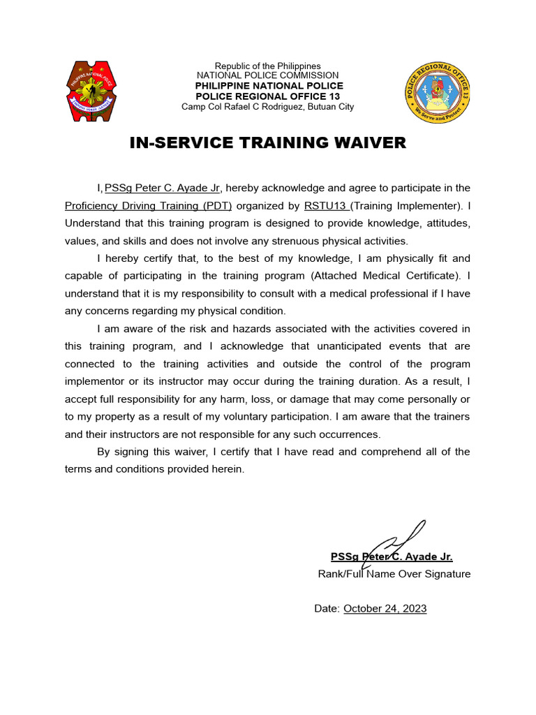 1 in Service Training Waiver | PDF