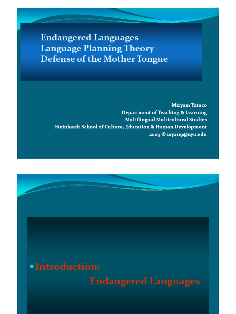 Endangered Languages Language Planning T | PDF
