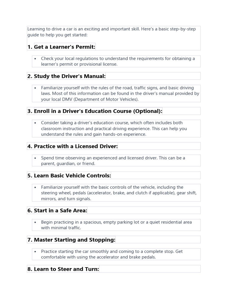 Steps To Be A Driver | PDF | Driving | Traffic