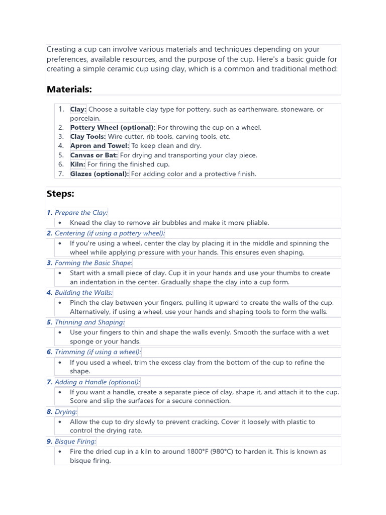 How To Make A Cup | PDF | Pottery | Clay