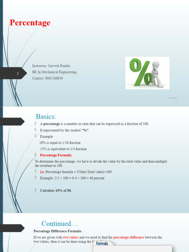 Percentage | PDF | Teaching Methods & Materials