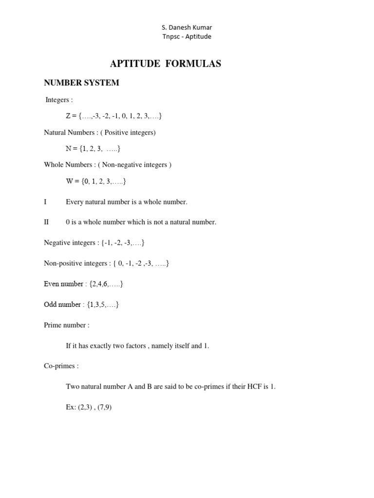Aptitude Formulas | PDF
