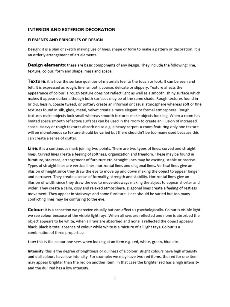 Interior and Exterior Design Principles | PDF | Art